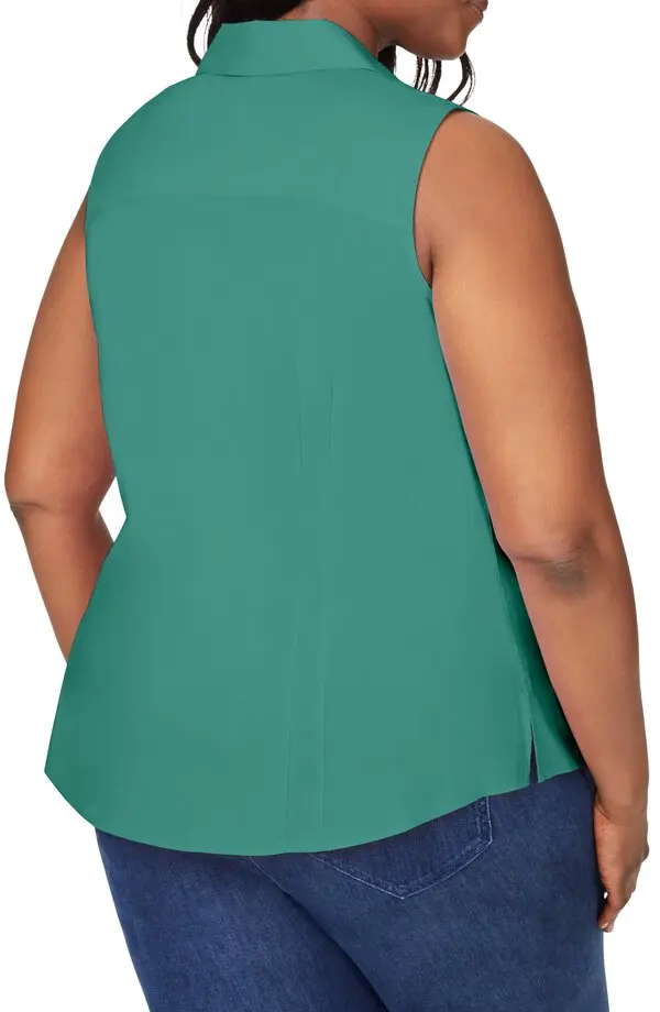 Foxcroft Taylor Non-iron Sleeveless Button-up Shirt - Vintage Jade