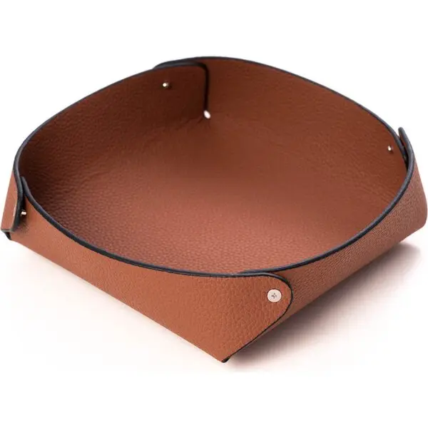 BEY-BERK Catchall Leather Valet Tray - Saddle