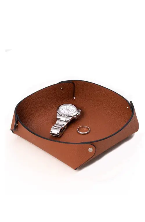 BEY-BERK Catchall Leather Valet Tray - Saddle