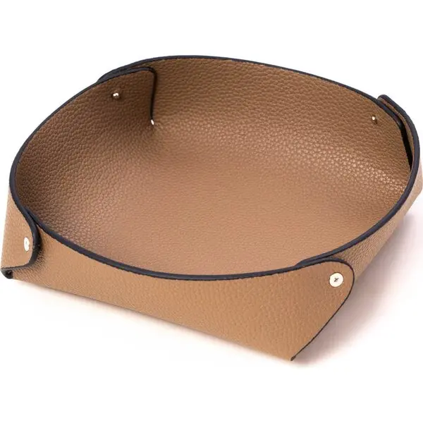 BEY-BERK Catchall Leather Valet Tray - Taupe