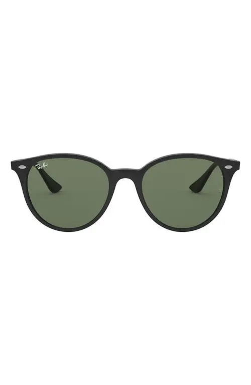Ray-ban 53mm Polarized Round Sunglasses - Black/green Solid