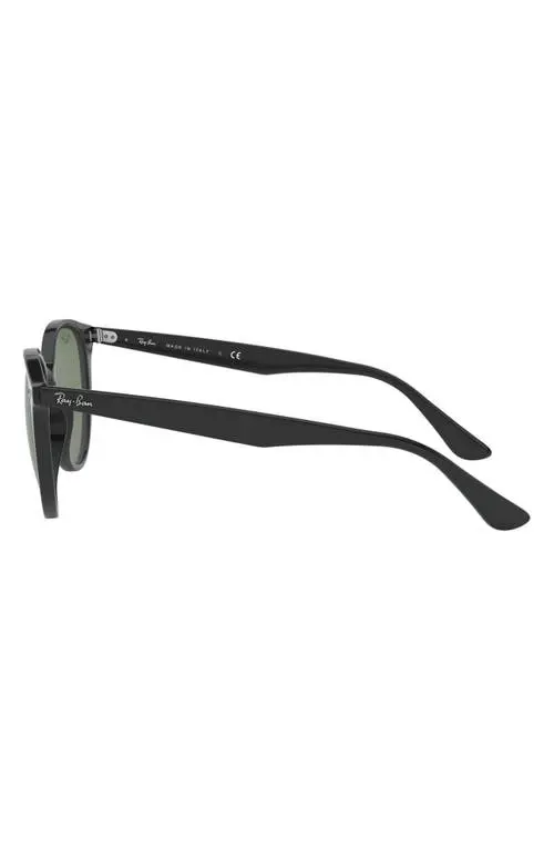 Ray-ban 53mm Polarized Round Sunglasses - Black/green Solid
