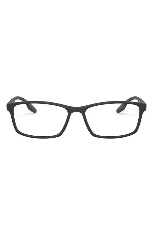 Prada 54mm Rectangle Optical Glasses - Rubber Black