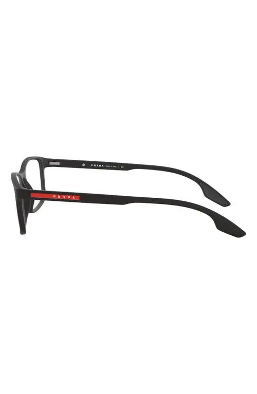 Prada 54mm Rectangle Optical Glasses - Rubber Black
