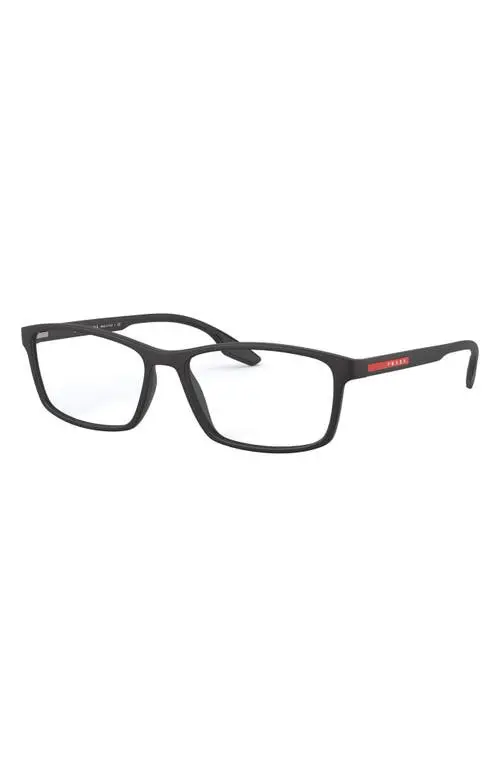 Prada 54mm Rectangle Optical Glasses - Rubber Black