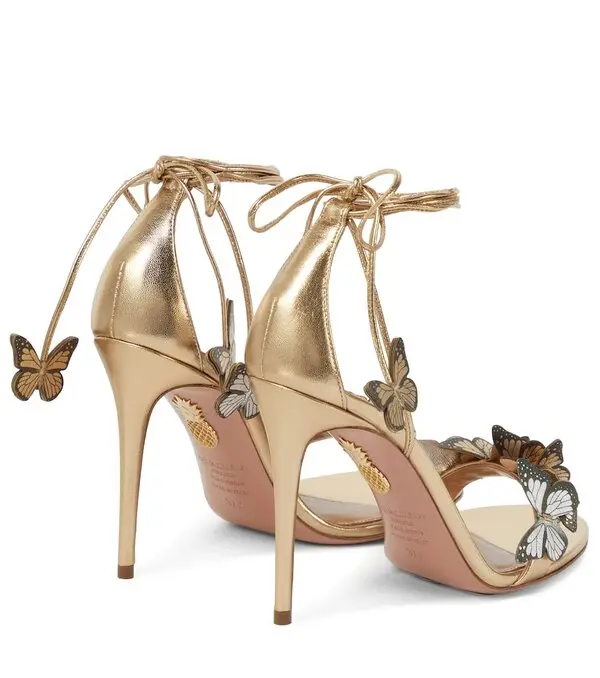 AQUAZZURA Papillon 105 Appliqué Leather Sandals