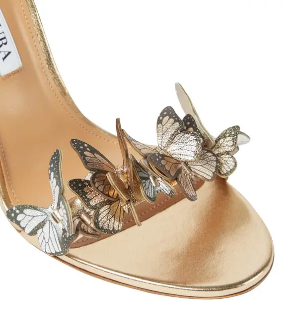 AQUAZZURA Papillon 105 Appliqué Leather Sandals