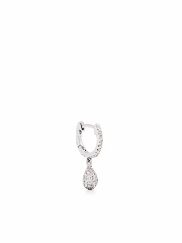 DE JAEGHER 18kt White Gold Diamond Single Drop Hoop Earring - Silver