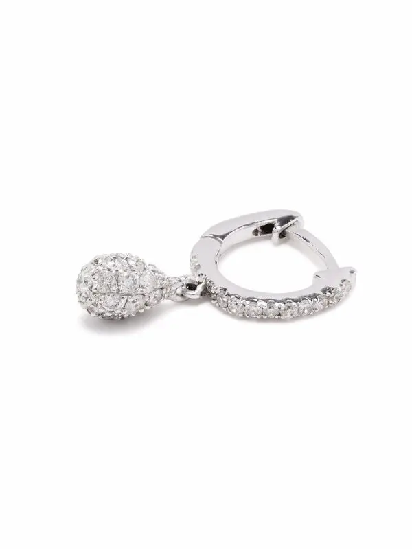 DE JAEGHER 18kt White Gold Diamond Single Drop Hoop Earring