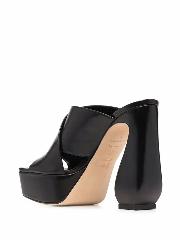 SERGIO ROSSI 90mm Platform Leather Mules - Black