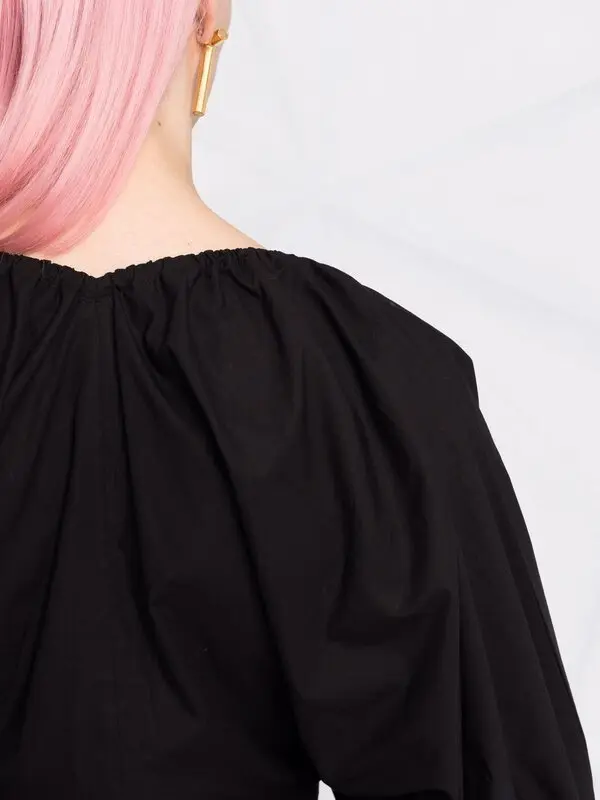 PATOU Balloon-sleeve Belted Mini Dress - Black