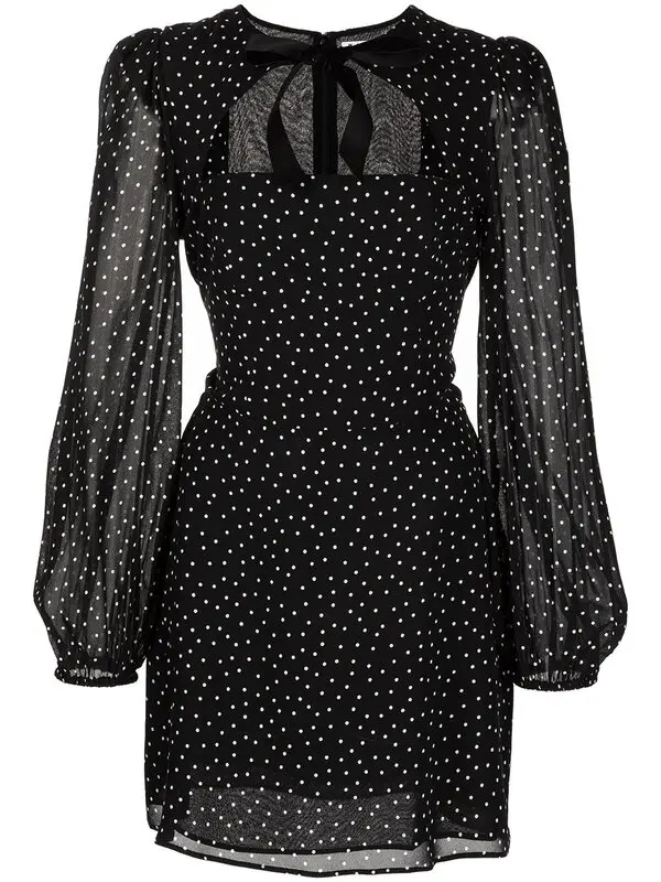 Reformation Terri Polka-Dot Dress - Black | Editorialist