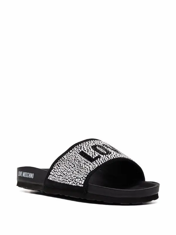 Moschino Rhinestone-embellished Leather Sandals