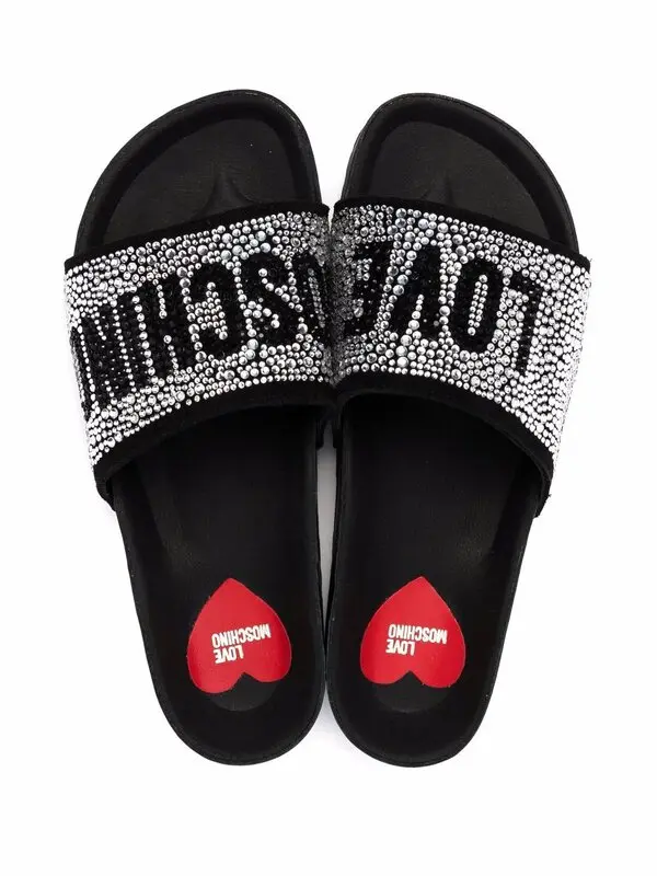 Moschino Rhinestone-embellished Leather Sandals
