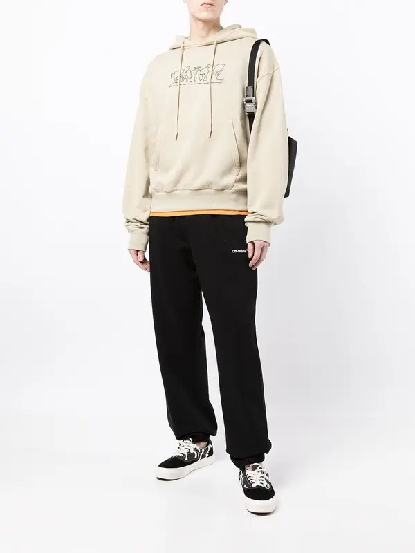 Off-White Logo-embroidered Cotton Hoodie