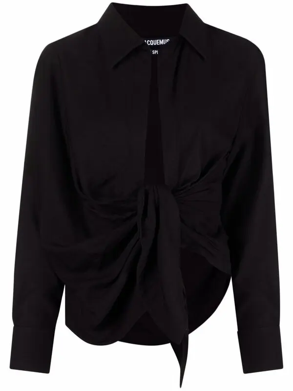 Jacquemus La Chemise Bahia Draped Shirt - Black