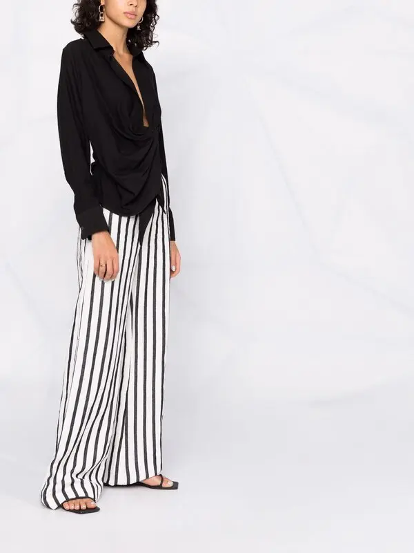 Jacquemus La Chemise Bahia Draped Shirt - Black