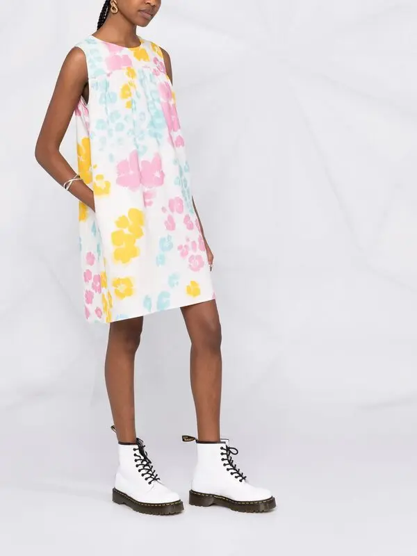Moschino Sleeveless Floral Print Linen Dress