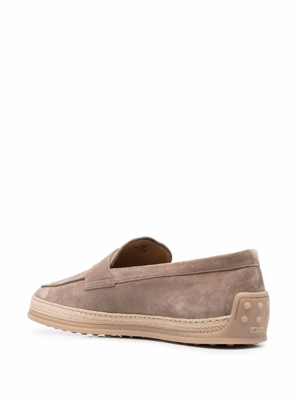 TOD'S Woven-trim Penny Loafers - Neutrals