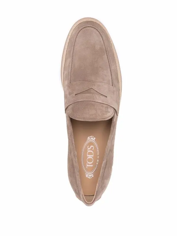TOD'S Woven-trim Penny Loafers - Neutrals