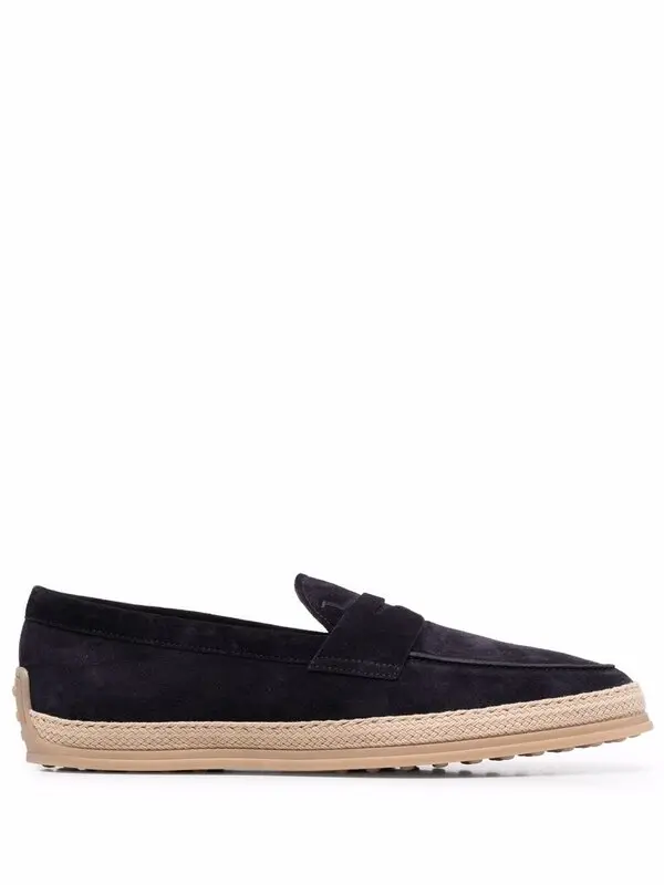 TOD'S Woven-trim Penny Loafers - Blue