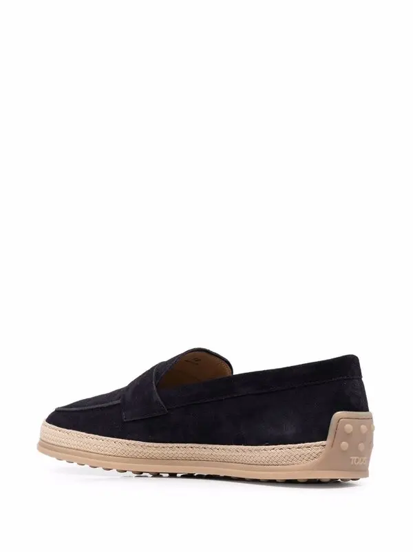 TOD'S Woven-trim Penny Loafers - Blue
