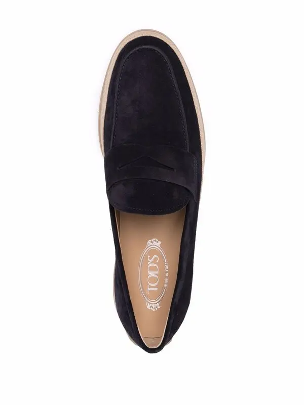 TOD'S Woven-trim Penny Loafers - Blue