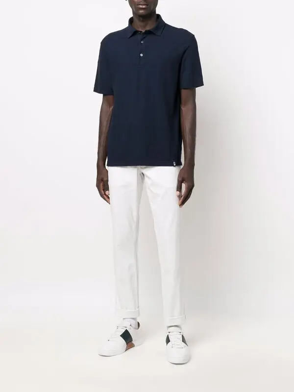 DRUMOHR Fine-knit Short-sleeved Polo Shirt - Blue