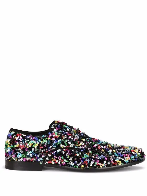 Dolce & Gabbana Sequin-embellished Derby Shoes - Black