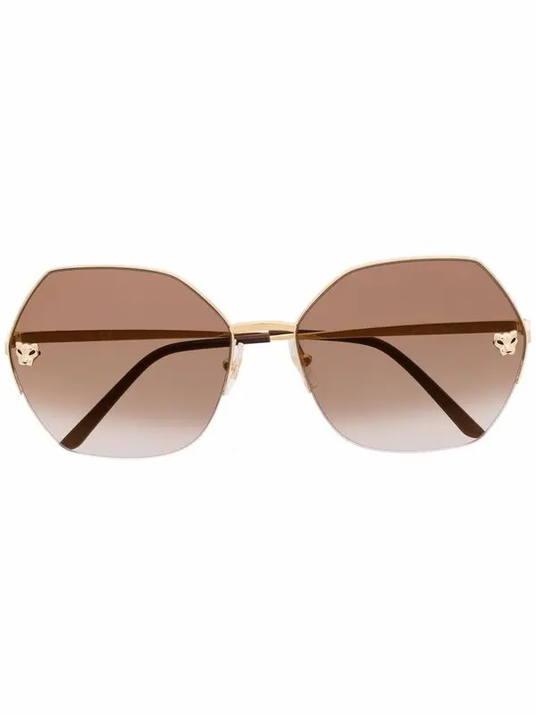 Cartier Geometric-frame Gradient-lense Sunglasses - Gold