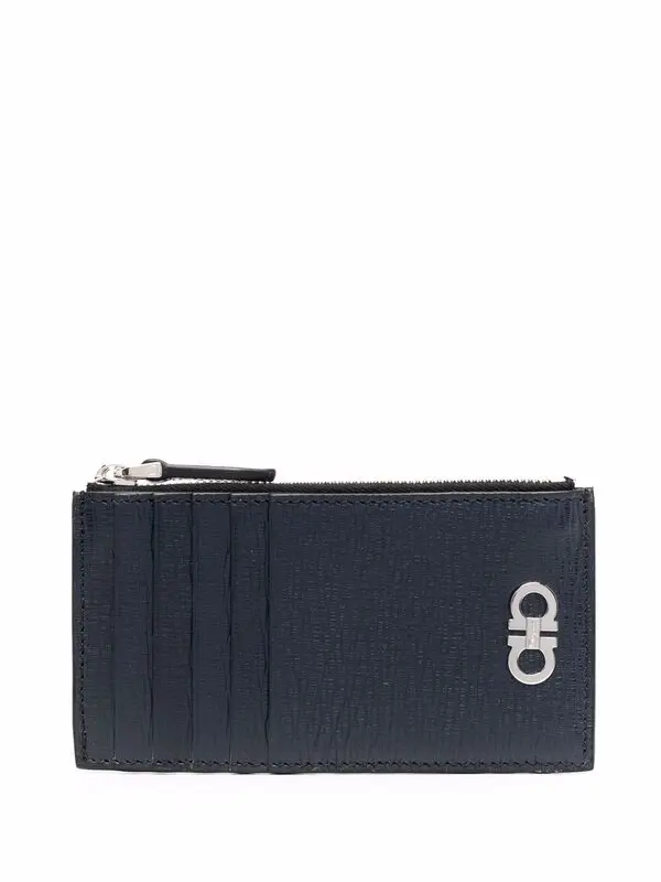 FERRAGAMO Logo-plaque Leather Wallet - Blue