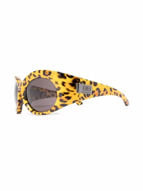 Balenciaga Bold Animal-Print Round-Frame Sunglasses - Yellow  display picture 1