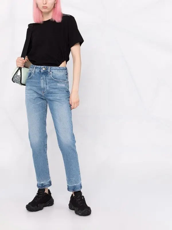 Off-White Cropped Logo Jeans