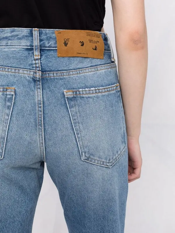 Off-White Cropped Logo Jeans