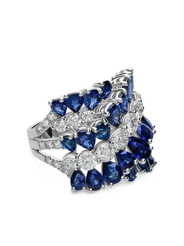 LEO PIZZO 18kt White Gold Sapphire And Diamond Ring - Silver