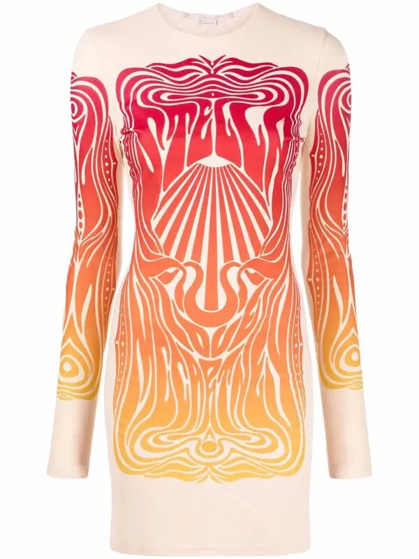 Stella McCartney Graphic Print Long Sleeve Mini Dress