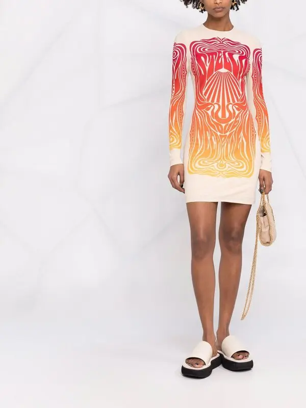 Stella McCartney Graphic Print Long Sleeve Mini Dress