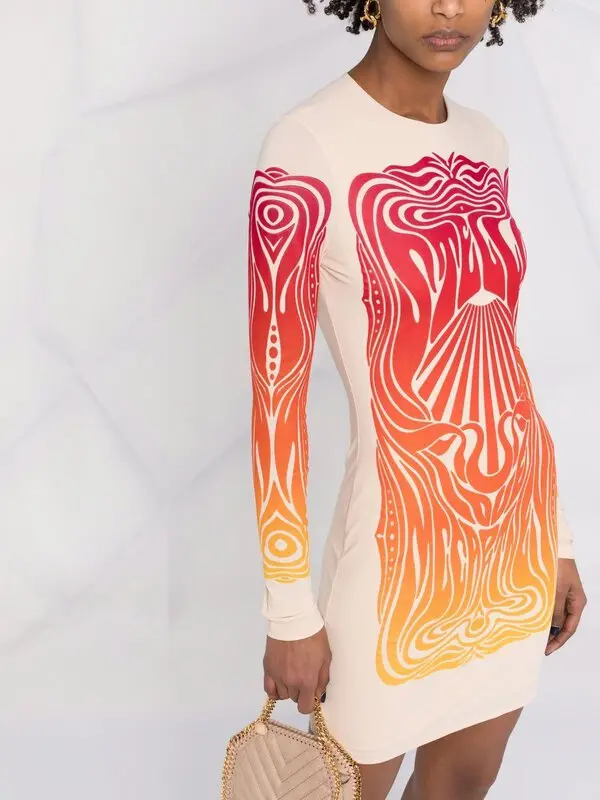 Stella McCartney Graphic Print Long Sleeve Mini Dress