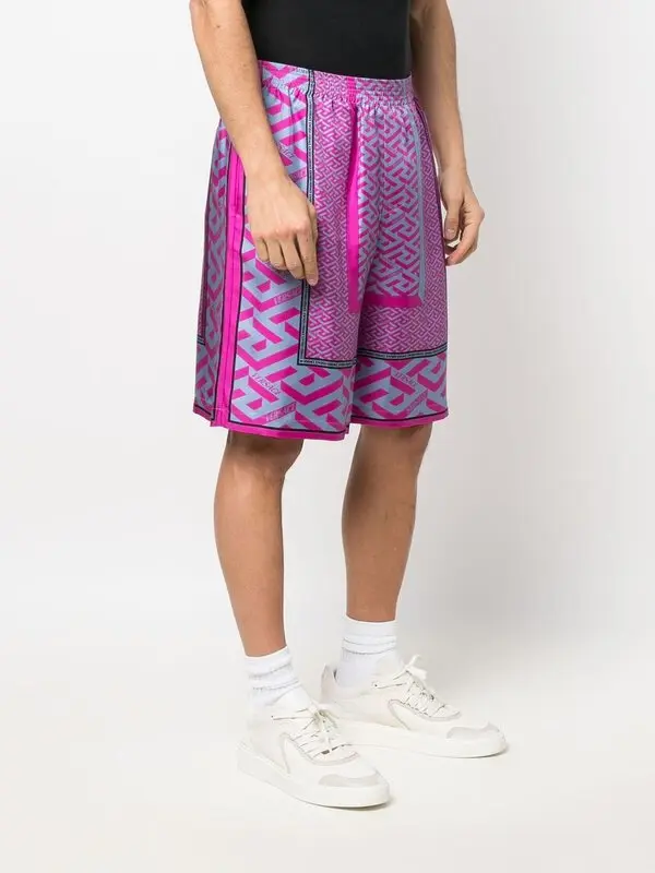 Versace La Greca Panelled Print Bermuda Shorts