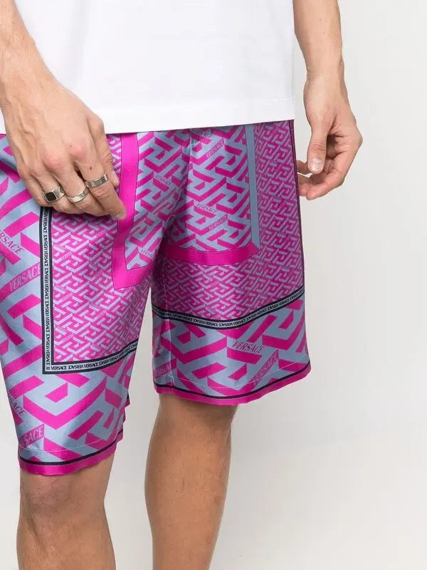 Versace La Greca Panelled Print Bermuda Shorts