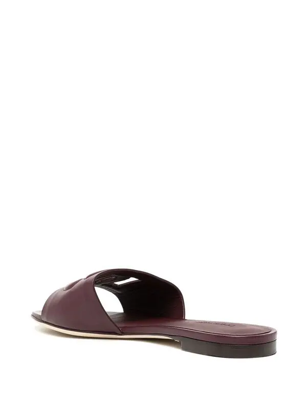 Dolce & Gabbana Dg Logo Leather Slides - Purple