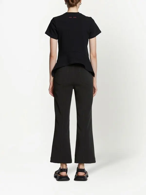 Proenza Schouler White Label Cropped Kick-Flare Trousers In Black  display picture 1