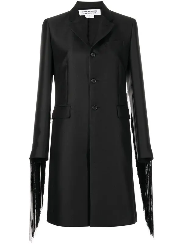 Comme Des Garçons Fringe-sleeve Single-breasted Coat