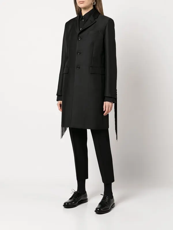 Comme Des Garçons Fringe-sleeve Single-breasted Coat