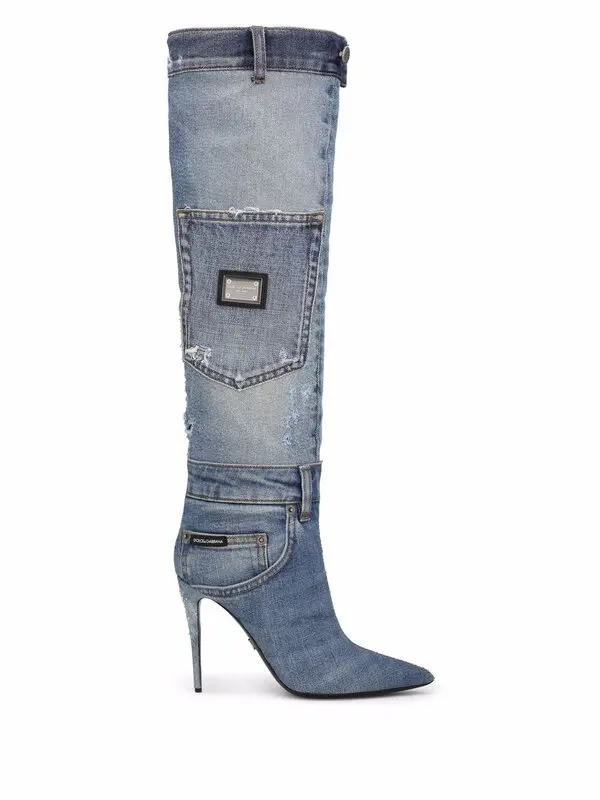 Dolce & Gabbana Patchwork Denim Boots