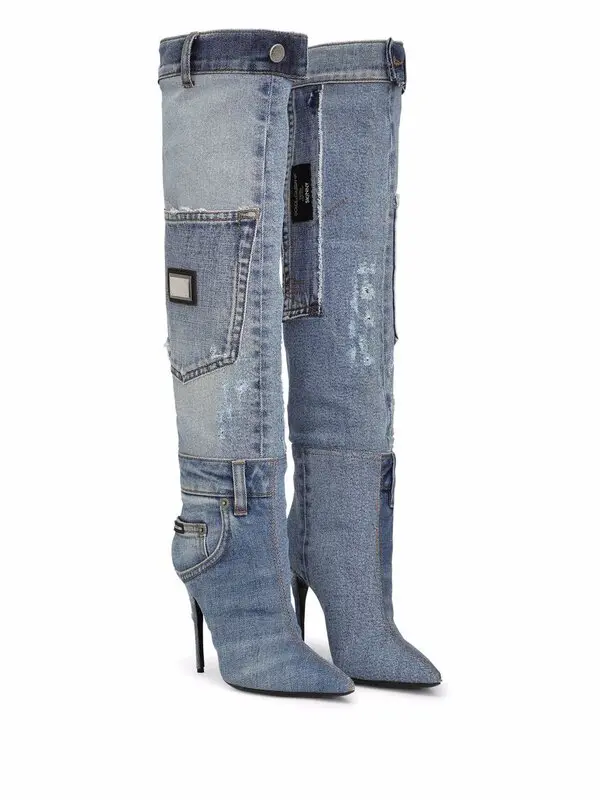 Dolce & Gabbana Patchwork Denim Boots