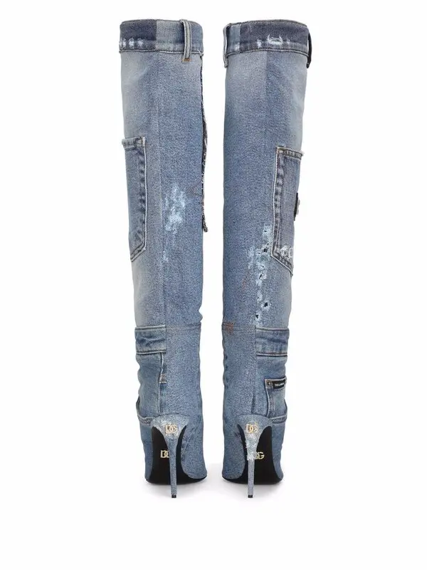 Dolce & Gabbana Patchwork Denim Boots