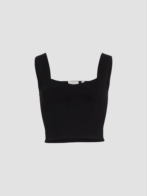 A.L.C. Jordana Sleeveless Cropped Top - Black