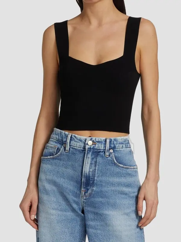 A.L.C. Jordana Sleeveless Cropped Top - Black