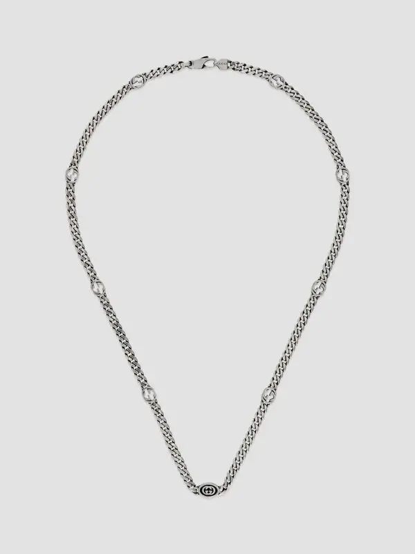 Gucci Interlocking G Sterling Gourmette Necklace